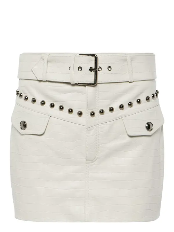 Alessandra Rich Croc-effect Leather Miniskirt - White
