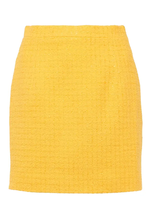 Alessandra Rich Checked Bouclé Miniskirt - Yellow