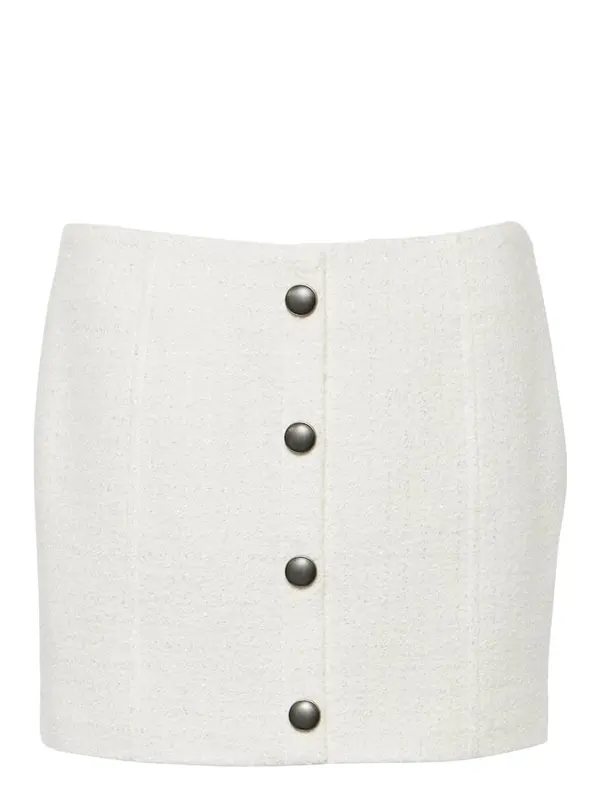 Alessandra Rich Checked Tweed Bouclé Miniskirt - White
