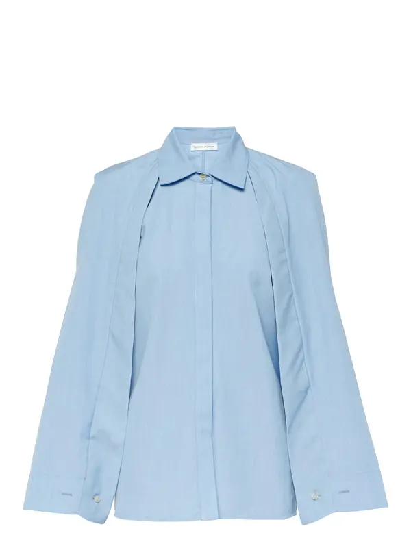 Victoria Beckham Caped Virgin Wool Shirt - Blue