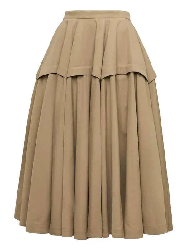 Bottega Veneta Cotton-blend Midi Skirt - Beige