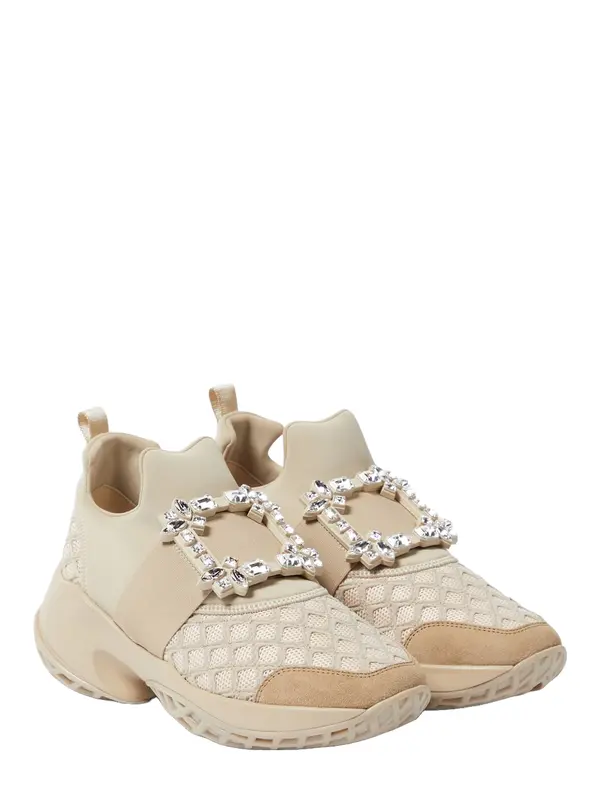 ROGER VIVIER Viv Run Embellished Sneakers - Neutrals