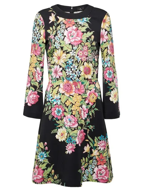 Etro Floral Print Mini Dress - Black