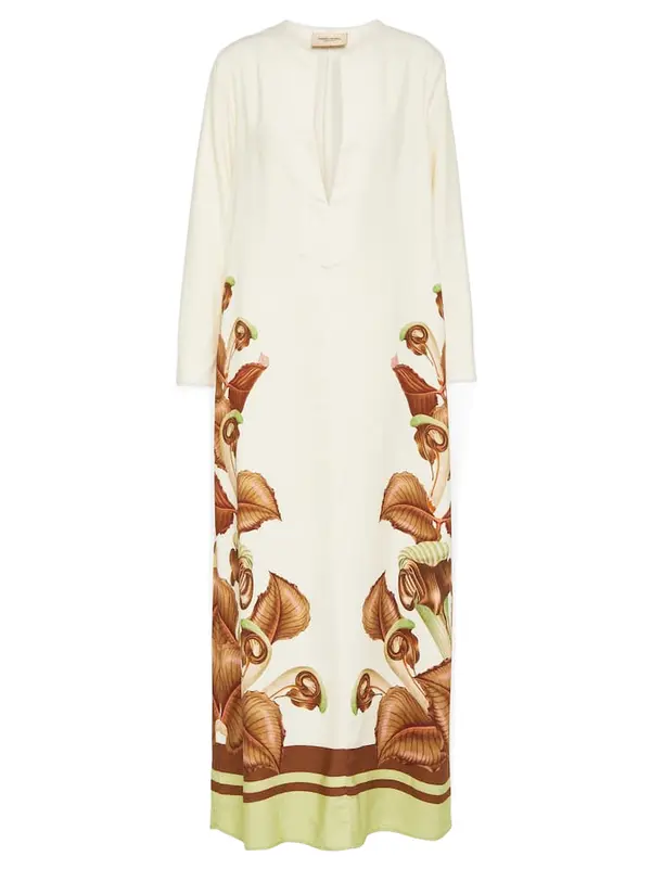 ADRIANA DEGREAS Arisaema Printed Maxi Dress - White