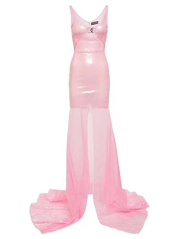 David Koma Sequined Sheer Gown - Pink