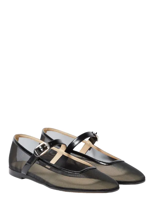 Le Monde Beryl Patent Leather-trimmed Mesh Flats - Black
