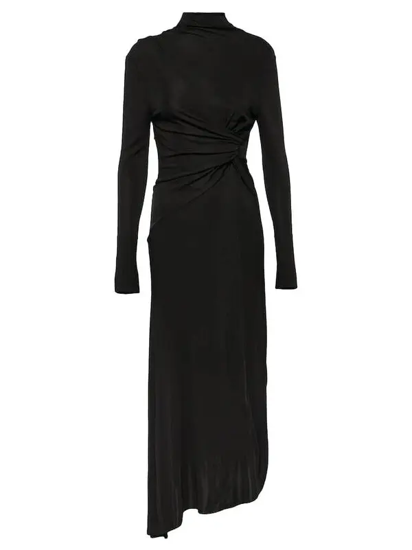 Victoria Beckham Gathered Draped Midi Dress - Black