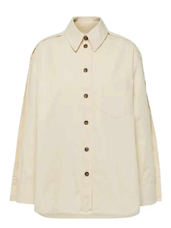 Victoria Beckham Oversized Cotton Shirt - Beige