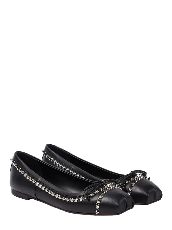 CHRISTIAN LOUBOUTIN Mamadrague Spikes Leather Ballet Flats - Black