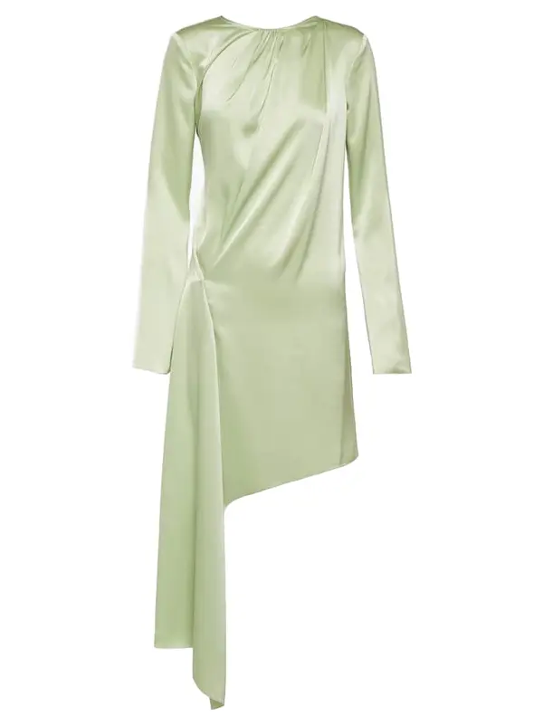 JW Anderson Asymmetric Satin Midi Dress - Green