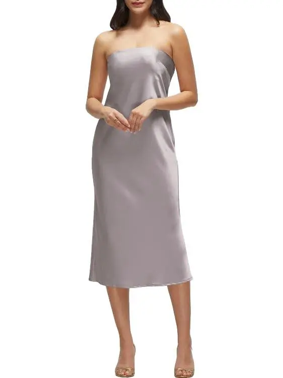 After Six Strapless Charmeuse Midi Dress - Cashmere Gray