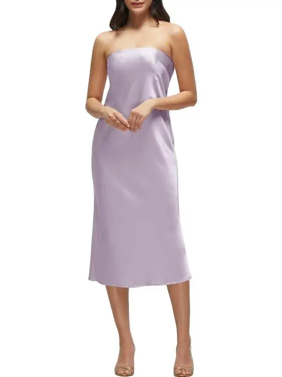After Six Strapless Charmeuse Midi Dress - Lilac Haze