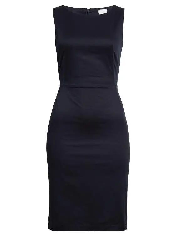 Eleventy Sleeveless Stretch Cotton Sheath Dress - Blue