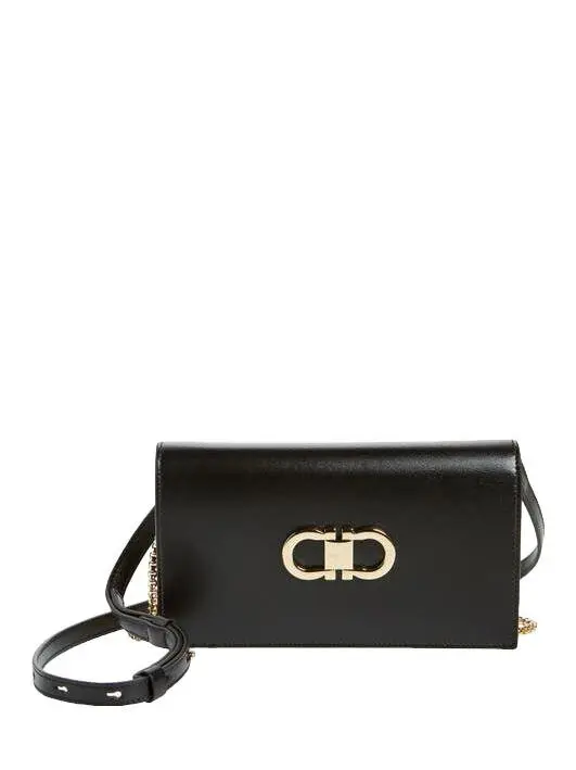 FERRAGAMO Double Gancio Shoulder Bag - Nero