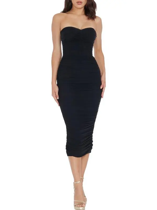 Dress The Population Heather Ruched Strapless Body-con Dress - Black