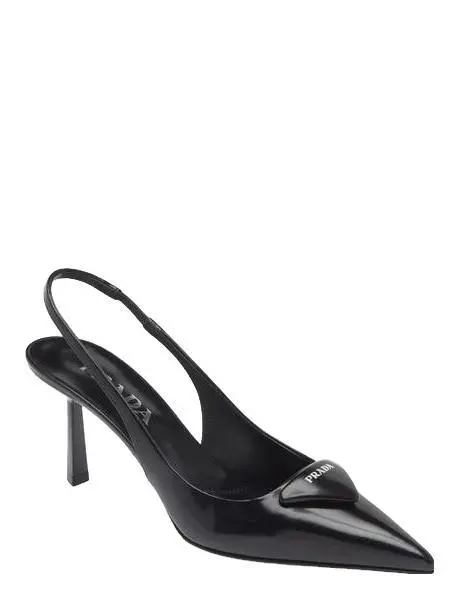 Prada Modellerie Pointed Toe Slingback Pump - Black