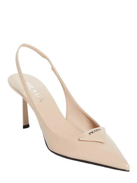 Prada Modellerie Pointed Toe Slingback Pump - Cipria