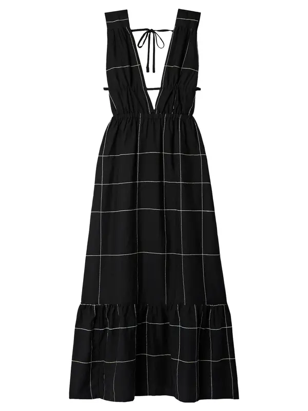 LEMLEM Net Sustain Lelisa Checked Maxi Dress - Black