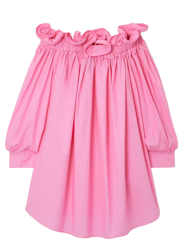 AZ FACTORY Lutz Huelle Theodora Off-the-shoulder Ruffled Mini Dress - Pink