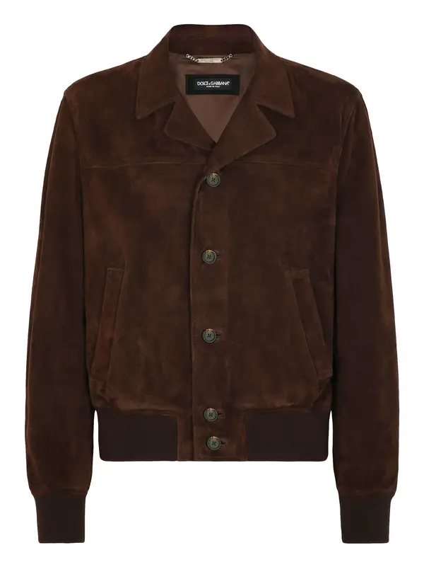Dolce & Gabbana Nappa Suede Bomber Jacket - Brown