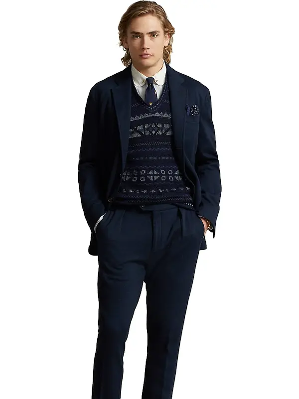 Ralph Lauren Pleated Knit Mesh Trousers - Navy