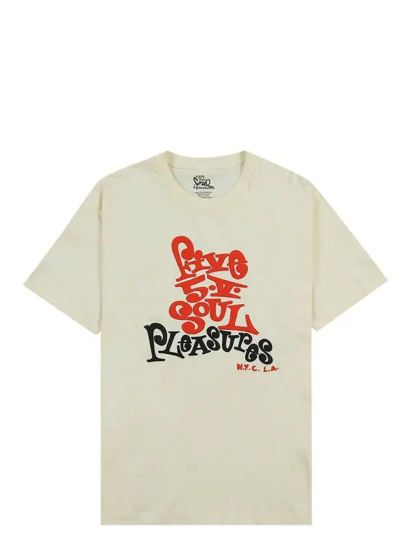 PLEASURES Five 5 V T-shirt - Cream