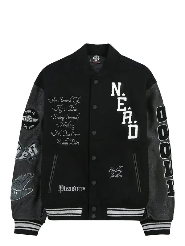 PLEASURES Nerd Varsity Jacket - Black