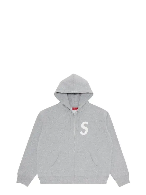 Supreme S Logo Zip Up Hooded Sweatshirt - Grey
