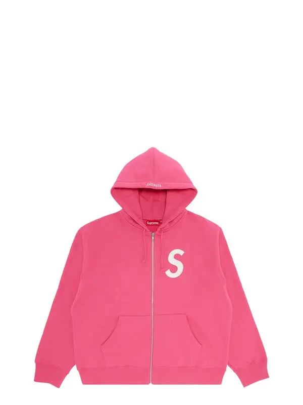 Supreme S Logo Zip Up Hooded Sweatshirt - Pink