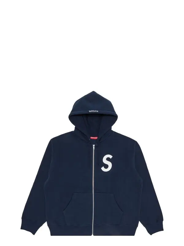 Supreme Logo Zip Up Hooded Sweatshirt - Blue