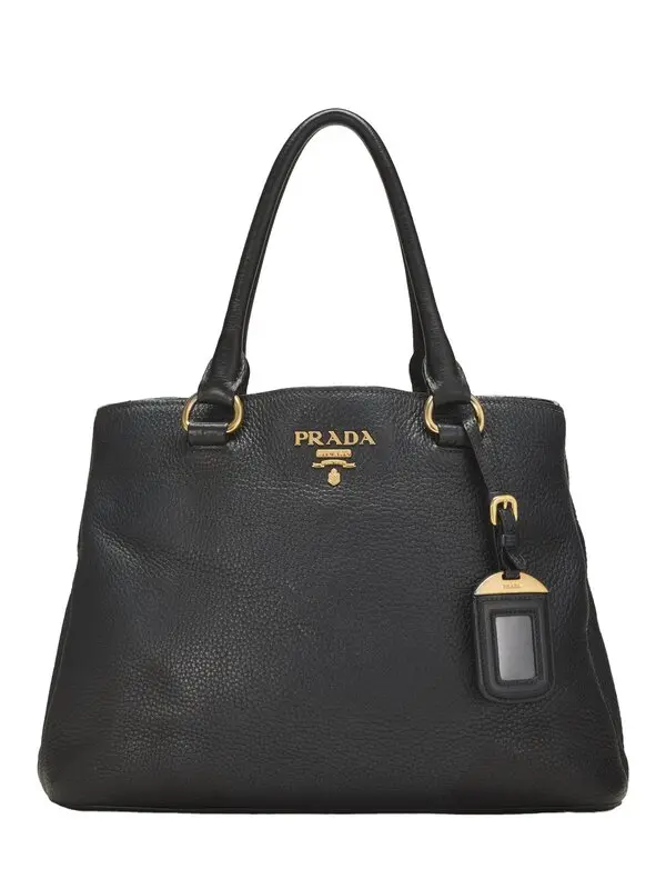 Prada Vitello Daino Convertible Handbag - Black