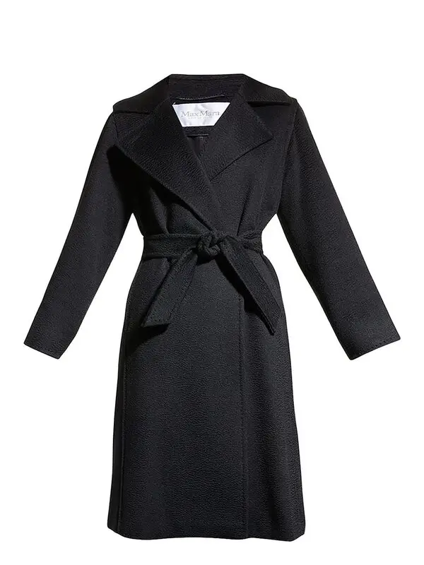 Max Mara Manuela Belted Camel Hair Wrap Coat - Navy