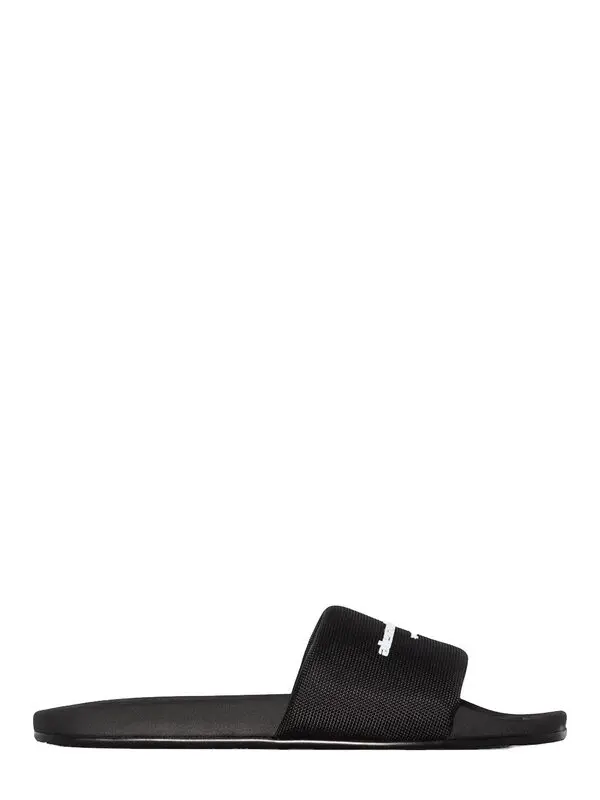 Alexander Wang Padded Logo Pool Slide Sandals - Black