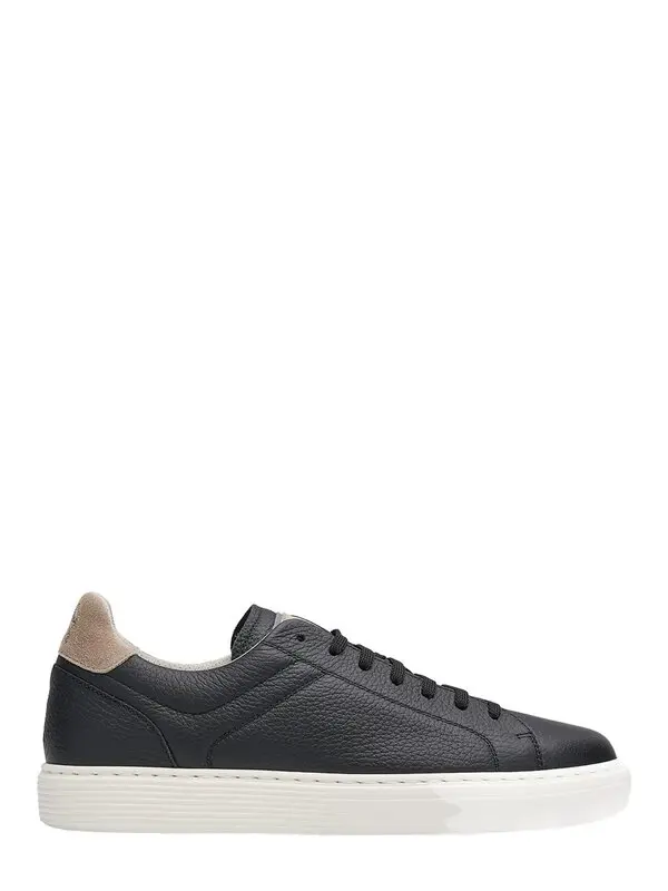 Brunello Cucinelli Grained Calfskin Low-top Sneakers - Black