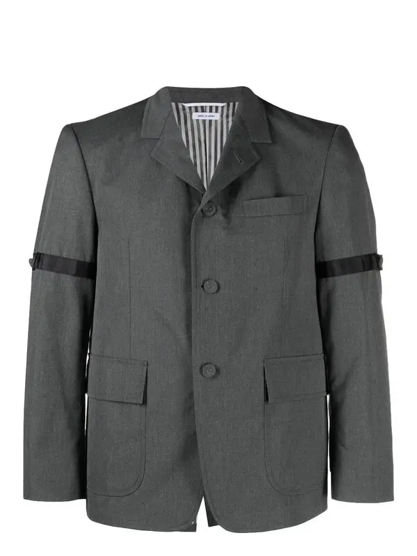 Thom Browne Unstructured Single Breasted Sport Coat With Armband - Grey