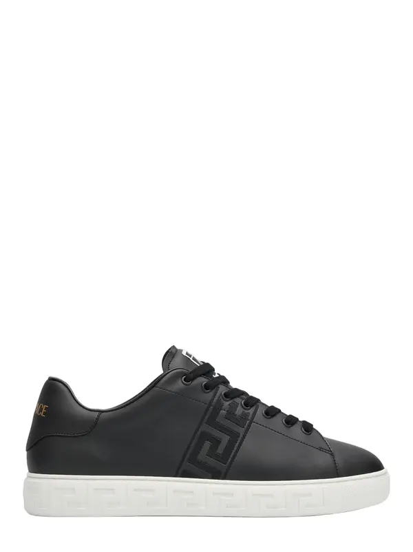 Versace La Greca Leather Low-top Sneakers - Black Black
