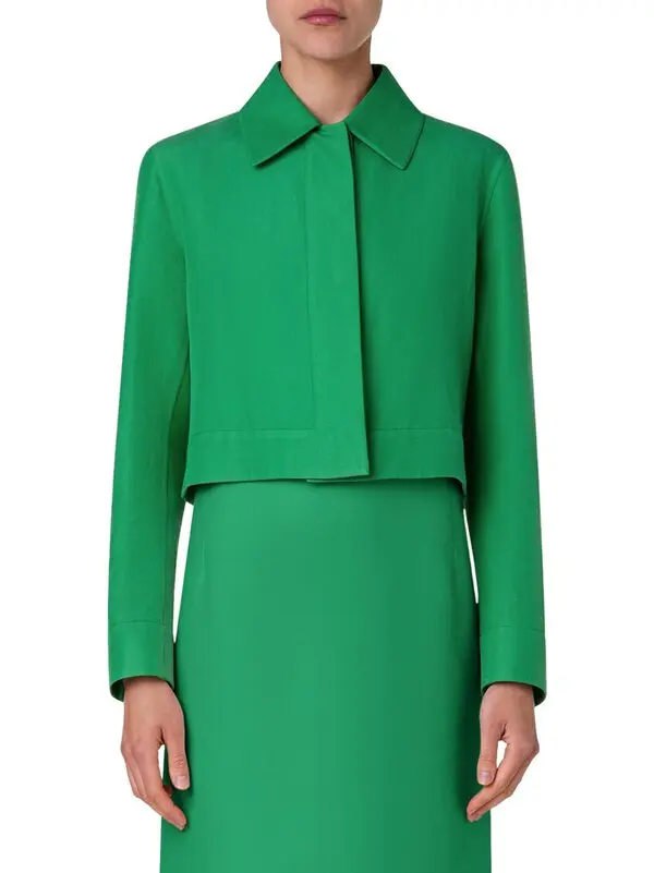 Akris Cotton-silk Double-face Crop Jacket - Leaf