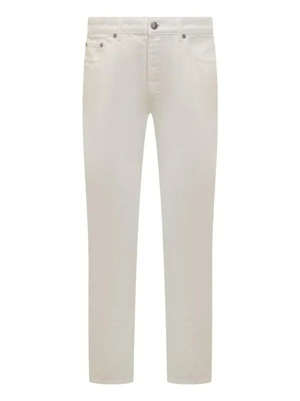 Palm Angels Straight Fit Jeans With Monogram - White