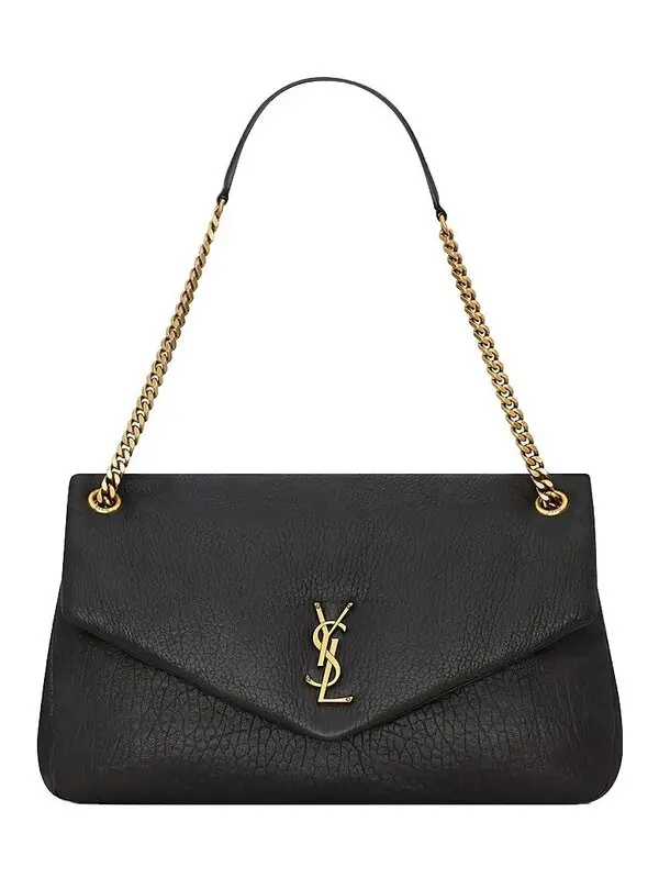 Saint Laurent Calypso Large Shoulder Bag In Grained Lambskin - Black Grain Lambskin/gold