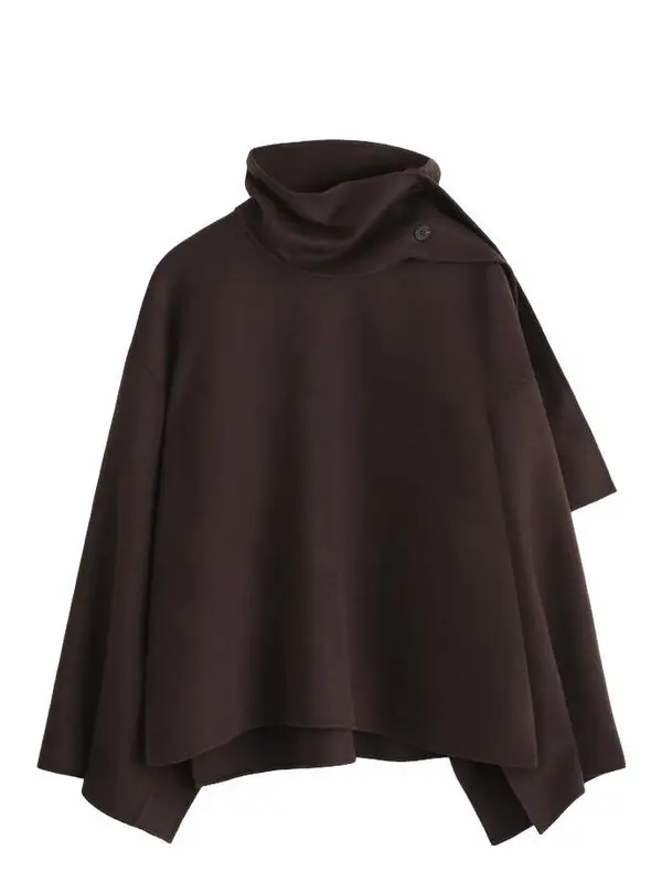Cos Double-faced Wool-blend Cape - Brown