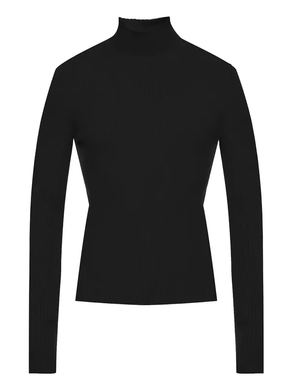 Balenciaga C Mere Blend Rib Knit Turtleneck - Black