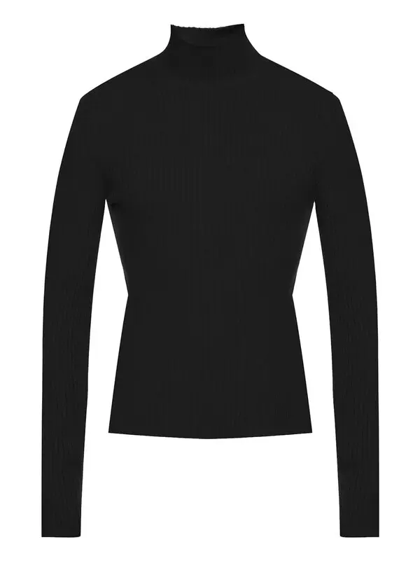 Balenciaga C Mere Blend Rib Knit Turtleneck - Black