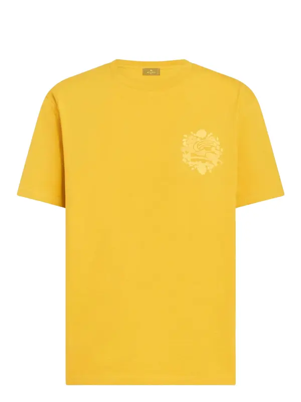 Etro Pegaso-embroidered Cotton T-shirt - Yellow