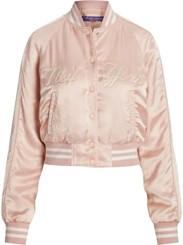 Ralph Lauren Parson Satin Bomber Jacket - Pink