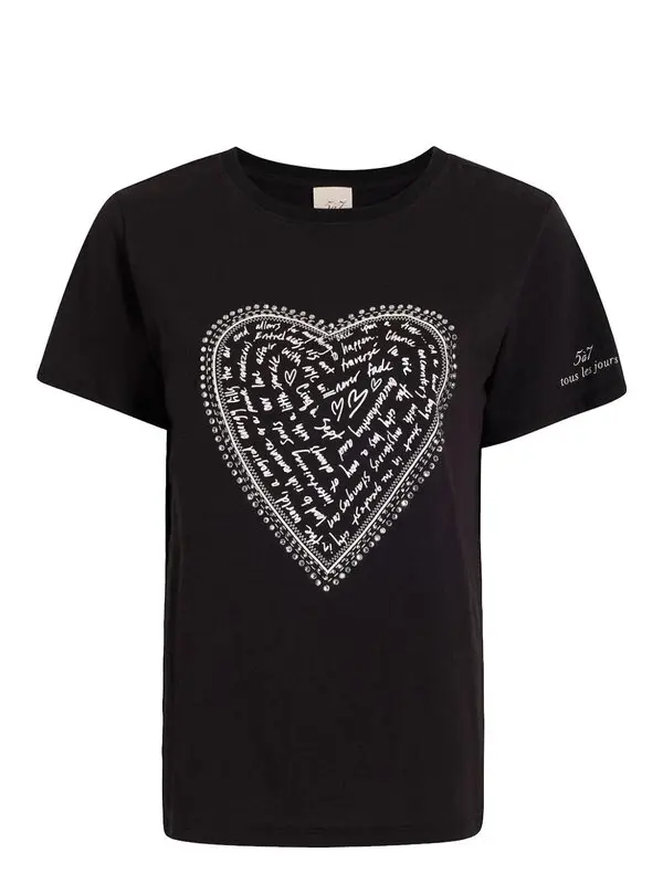 Cinq À Sept Love Letter Heart T-shirt - Black