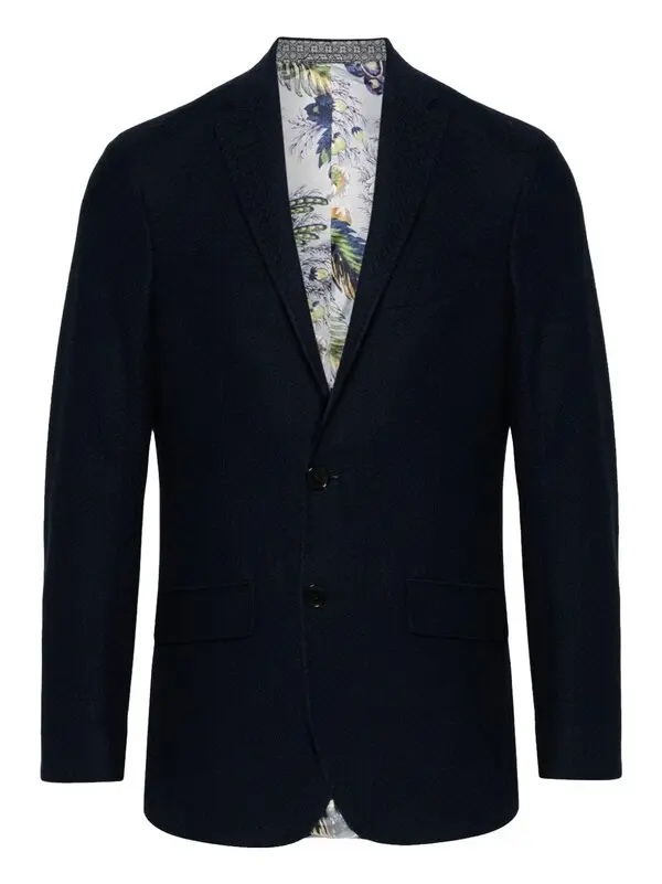 Etro Patterned Jacquard Single-breasted Blazer - Blue