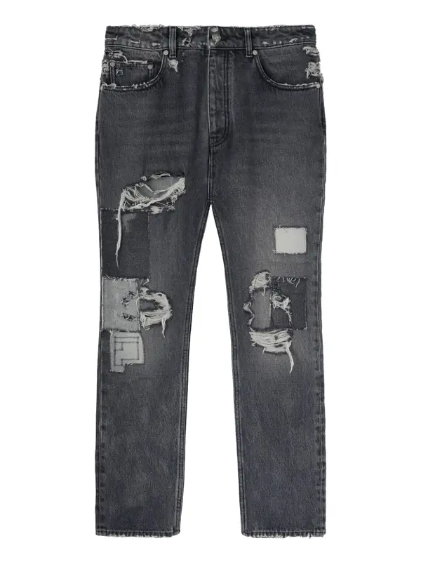 Palm Angels Distressed Straight-leg Jeans - Black