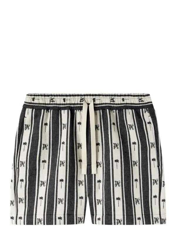 Palm Angels Monogram-print Striped Shorts - Black