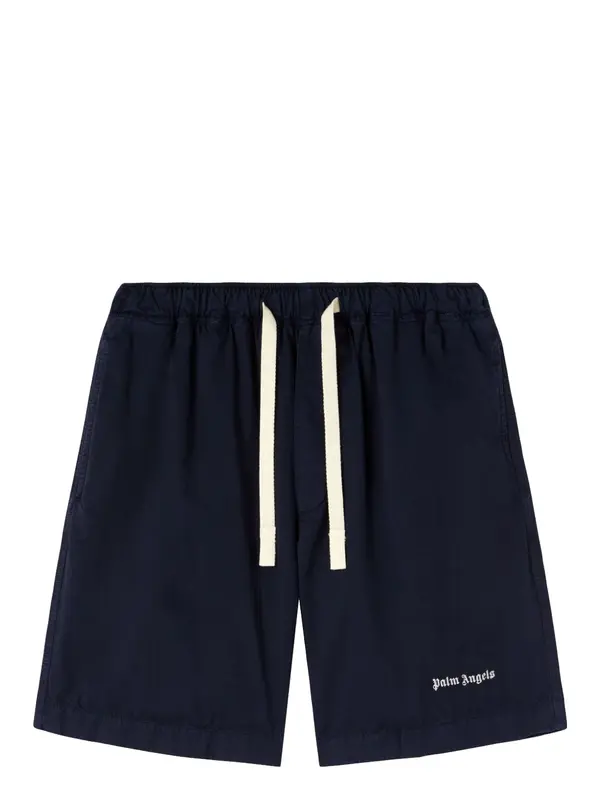 Palm Angels Logo-embroidered Bermuda Shorts - Blue