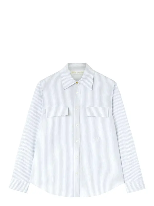 Palm Angels Monogram-embroidered Striped Shirt - Blue